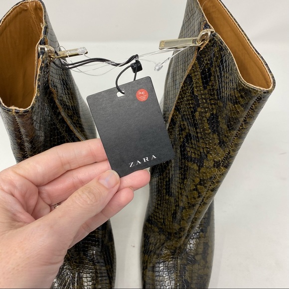 Zara | Shoes | Nwt Zara Square Toe Snakeskin Booties | Poshmark